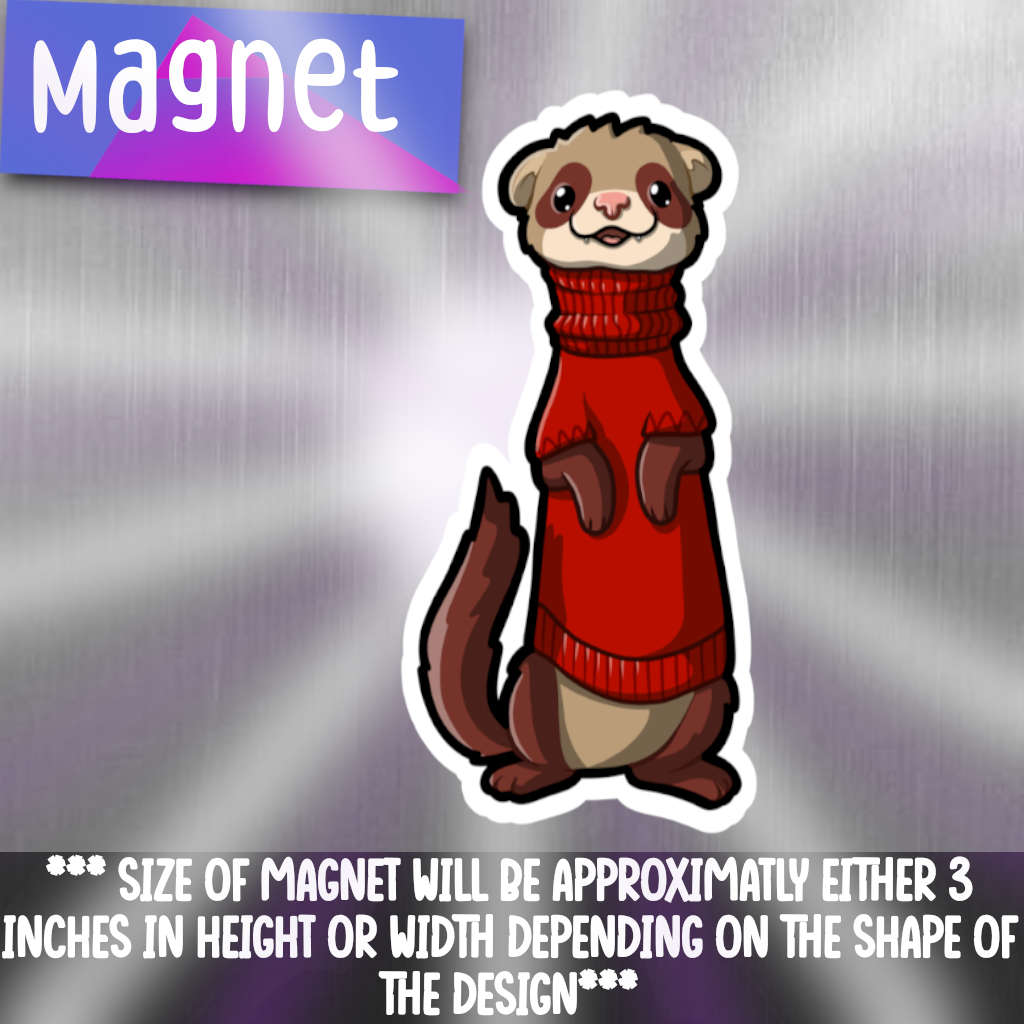 Ferret- Wearing a Sweater Refrigerator Magnet – Mega Kawaii Cuties